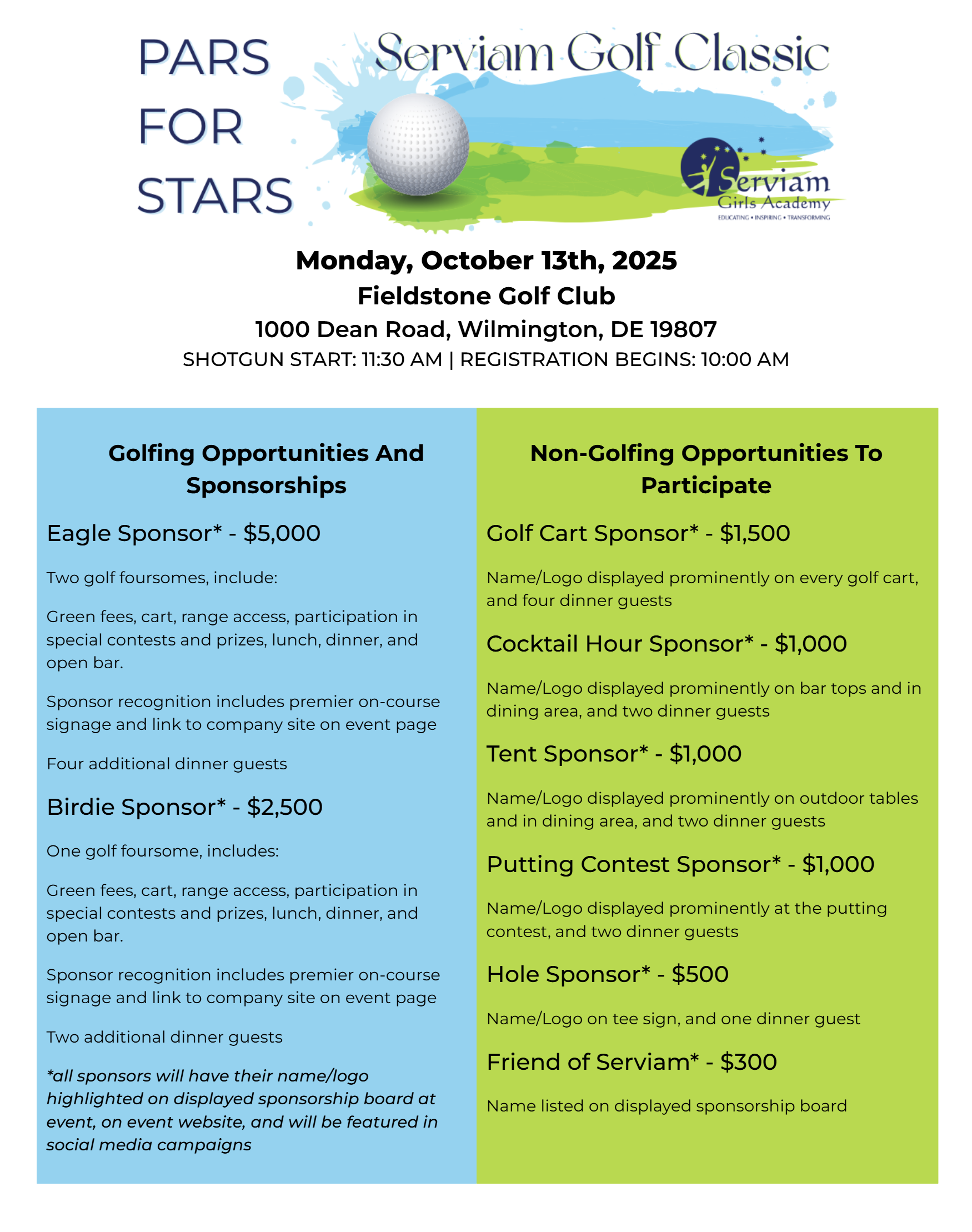 Pars For Stars Sponsorship Opportunities | Serviam Girls Academy